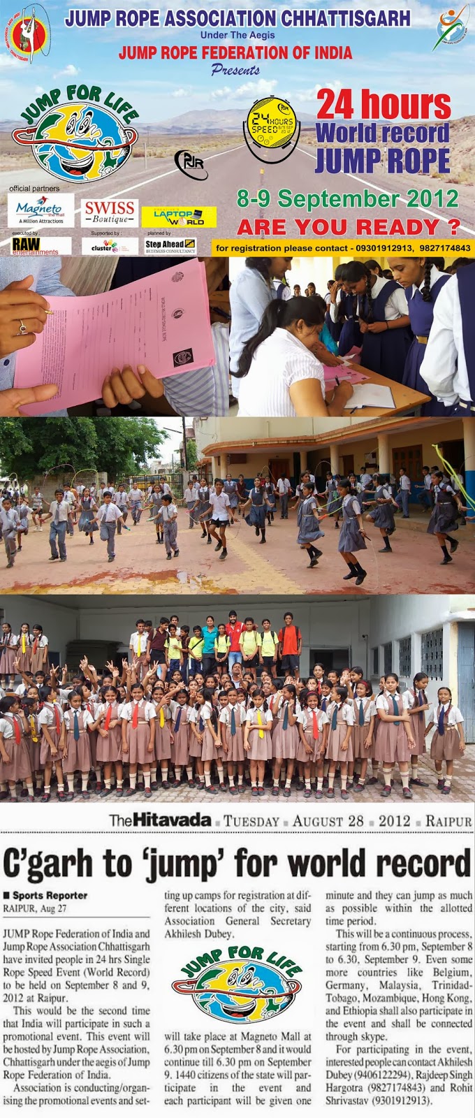 JUMP ROPE ASSOCIATION CHHATTISGARH: JRACG organized 24 hrs Single Rope ...