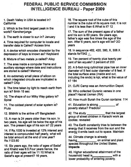 Assistant Director Past Papers-FPSC/PPSC/NTS/OTS/UTS