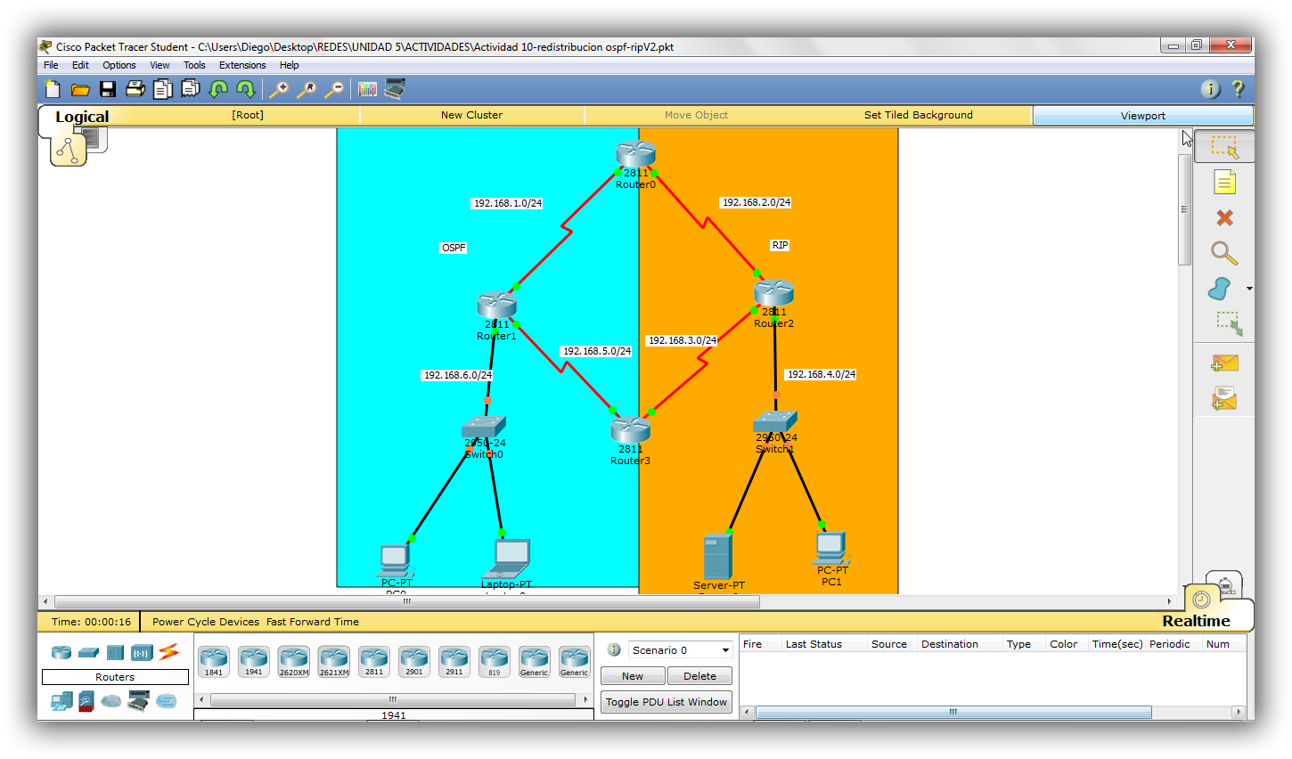 Cisco: ACTIVIDAD 10.- REDISTRIBUCIÓN OSPF-RIP