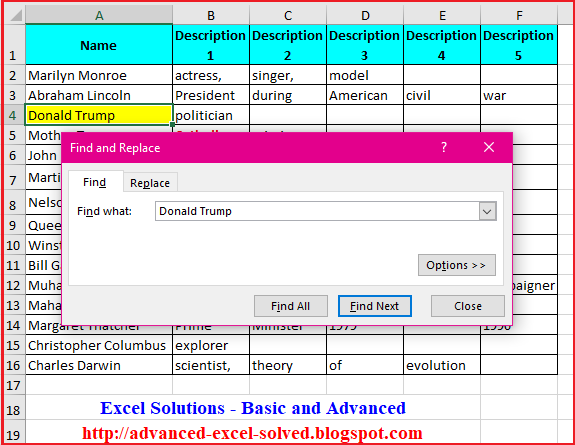Find And Replace Search By Color Format And Wildcard Search Excel Solutions Basic And Advanced