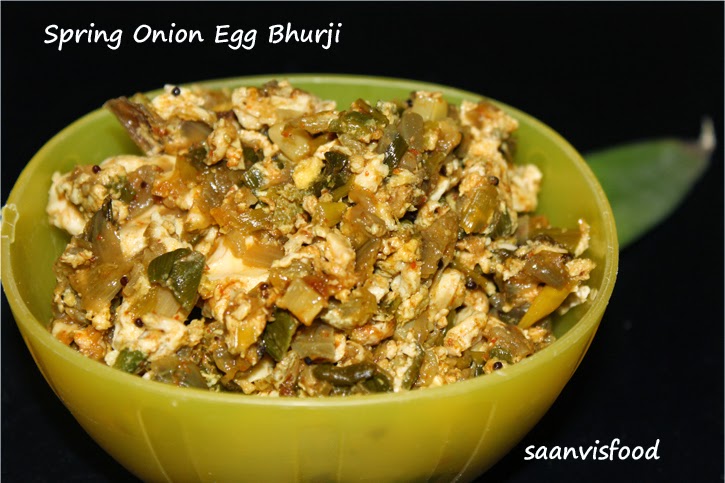 Saanvis food: Spring Onion Egg Bhurji