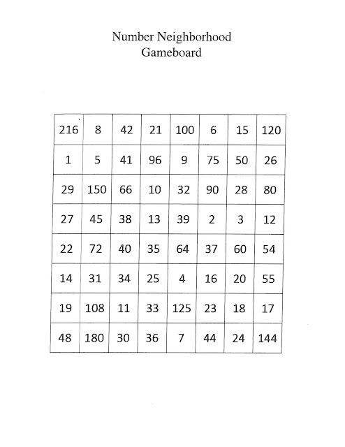 Activities for Children and Teens: Number Neighborhood