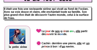 Farandole à l'école: La petite sirène : textes et exercices pour les CP