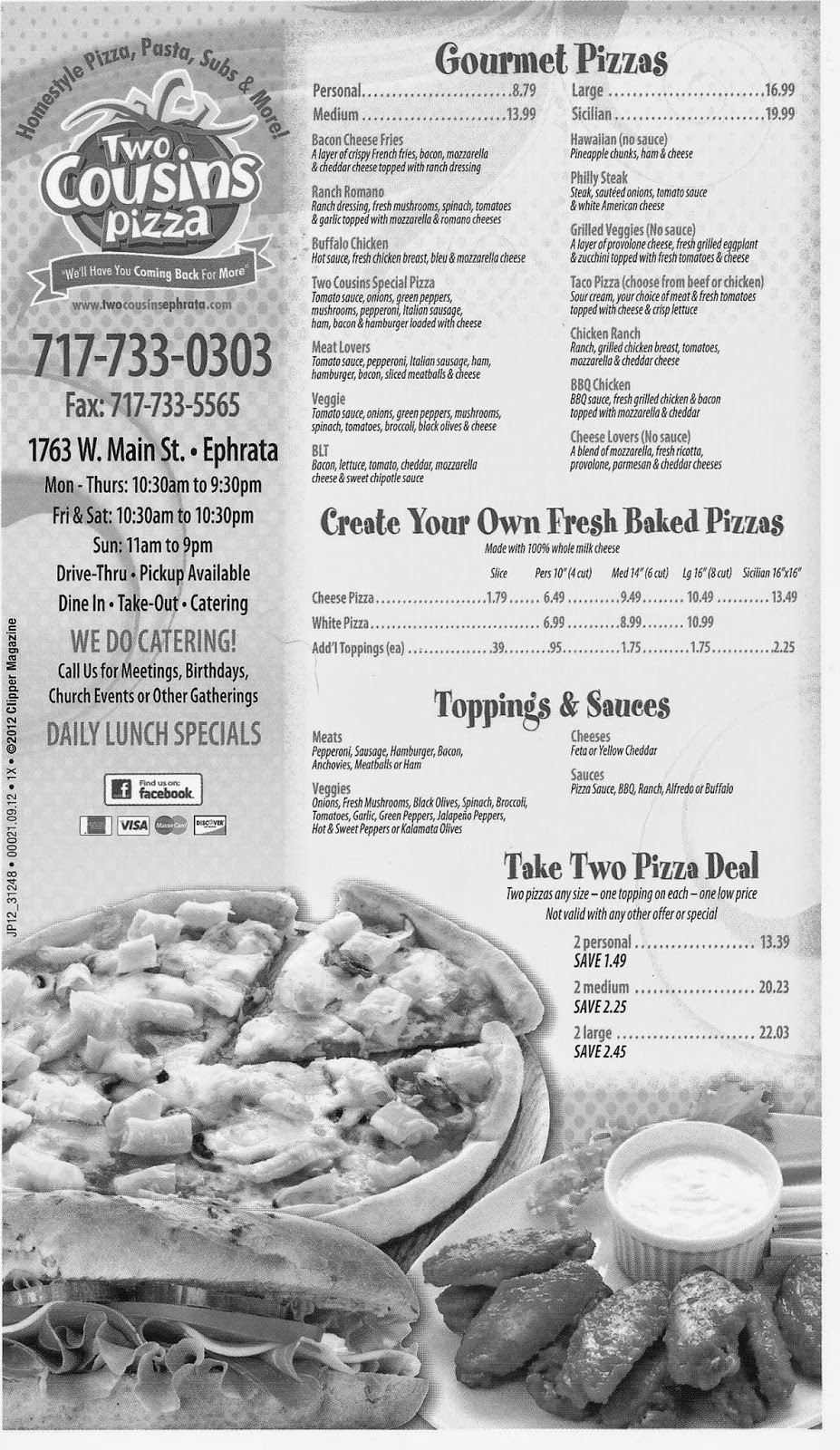 Lancaster/Reading PA Menus: Menu: Two Cousins- Ephrata, PA