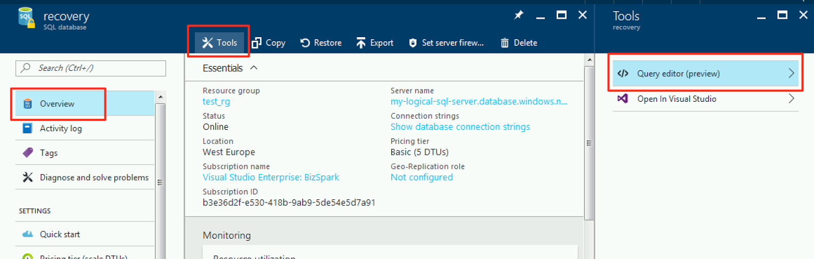 SQL Server Günlüğü: Microsoft Azure: Query Editor