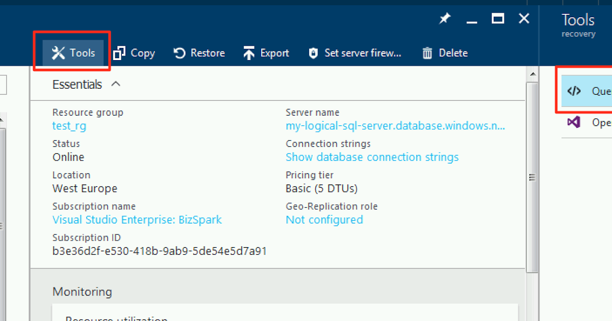 SQL Server Günlüğü: Microsoft Azure: Query Editor