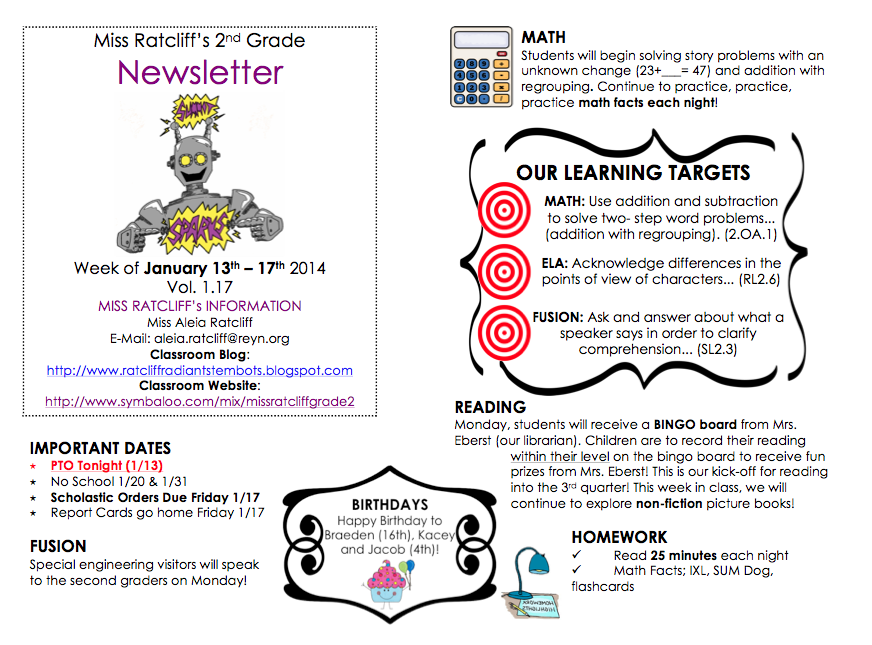 Miss Ratcliff's 2nd grade Scientists: Weekly Newsletters