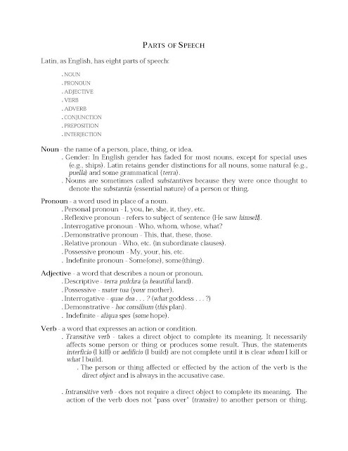 Latin I 2020: Parts of Speech