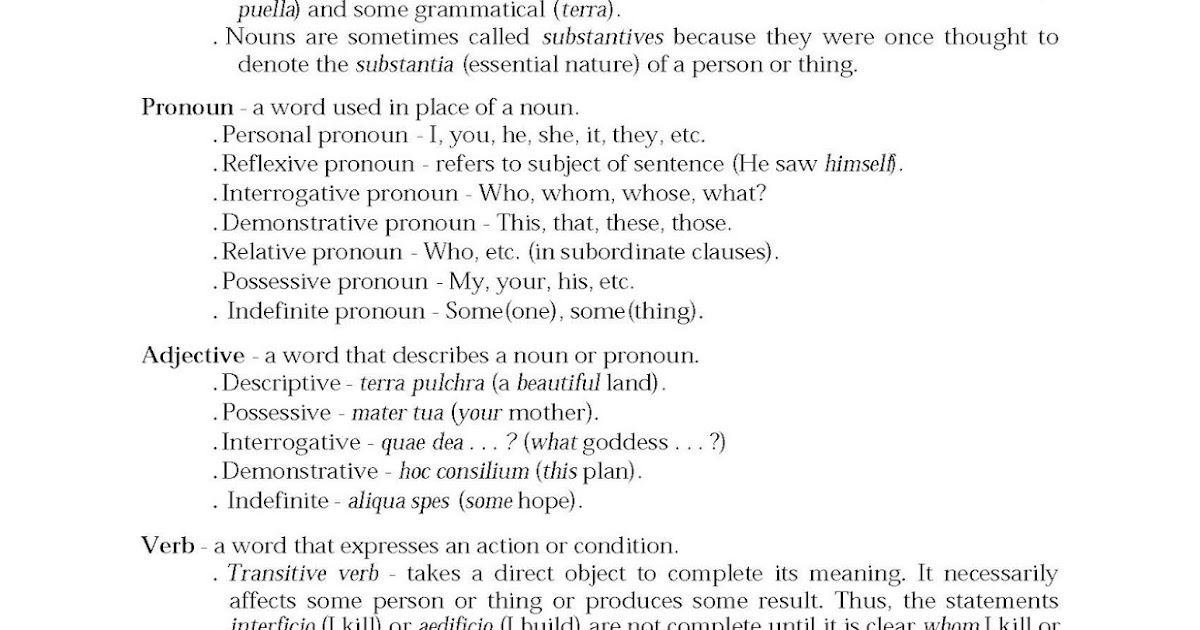 Latin I 2020: Parts of Speech