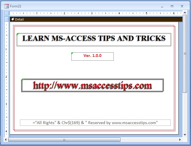 Startup Screen Design ~ LEARN MS-ACCESS TIPS AND TRICKS