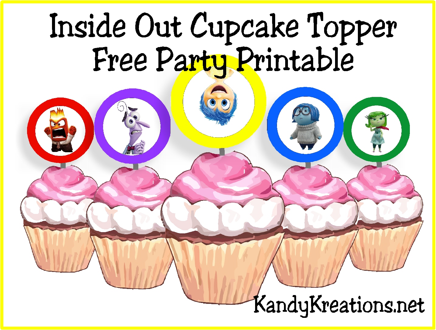 DIY Party Mom: Inside Out Cupcake Topper Party Printables