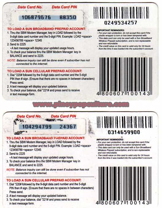 Pinoy Pop Culture: Sun Cellular's 50-Peso Special Load Scratch Card