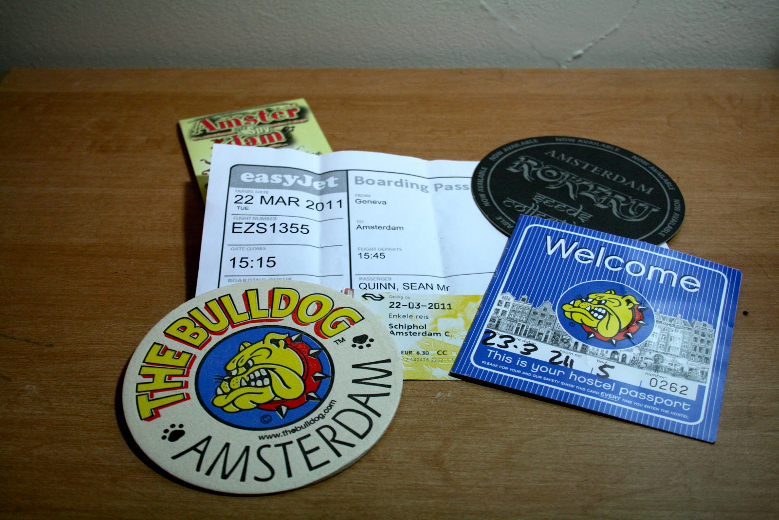 INSIDE THE BOX: Items 3-8: Coasters, Airline Ticket, Map & Hotel Key