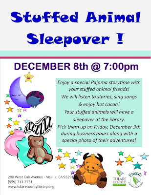 Tulare County Library News and Events: Stuffed Animal Sleep Over, 12/08 ...