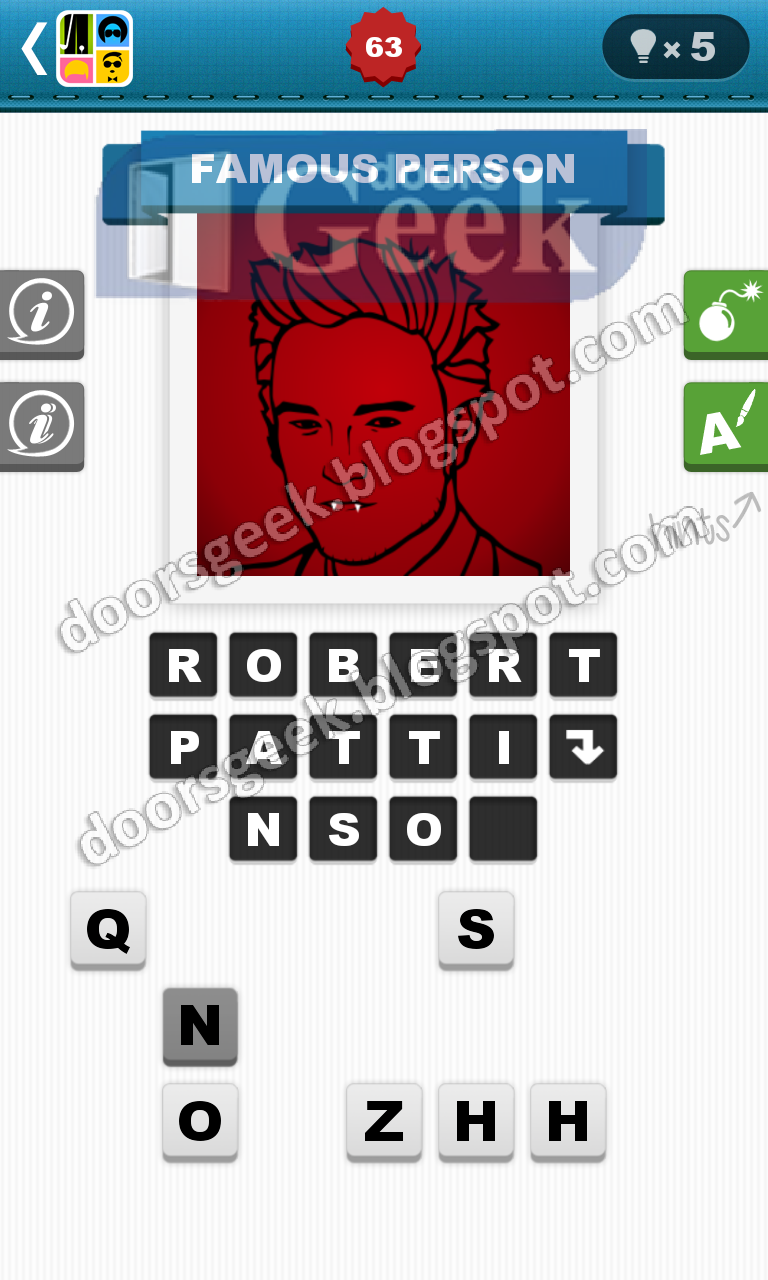 Celebrity Quiz Level 63 (bubble quiz games) ~ Doors Geek