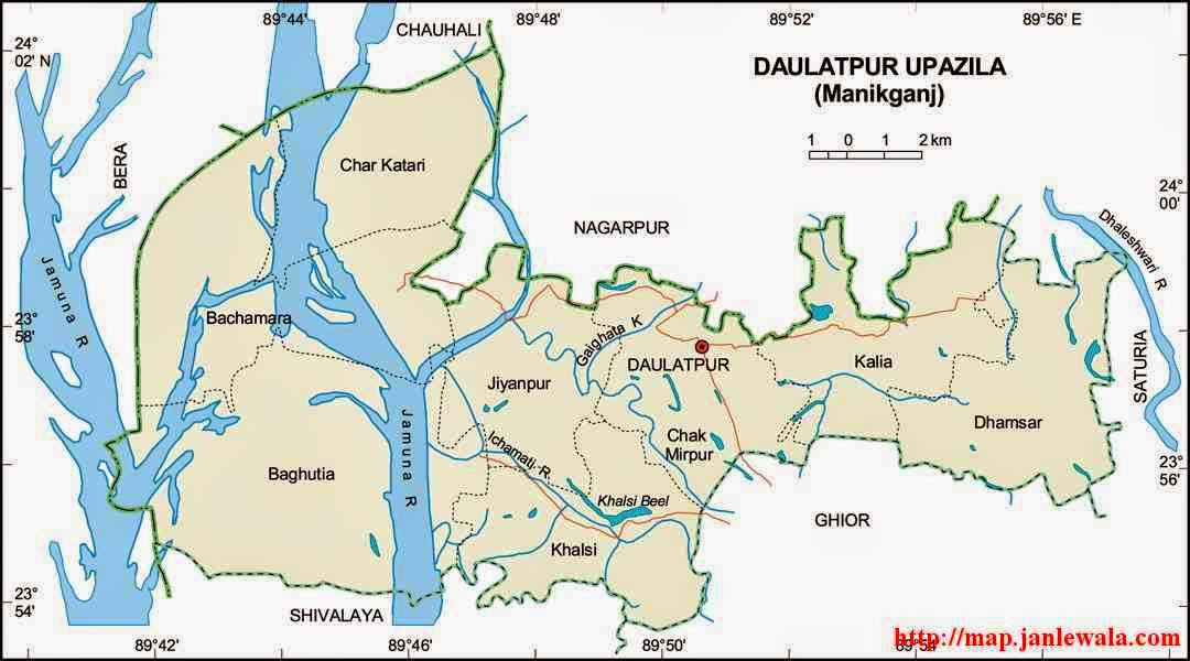Daulatpur Upazila Map, Manikganj District, Bangladesh