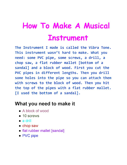 Miss Jacobson's Music: How to Make A Percussion Instrument STUDENT WORK ...