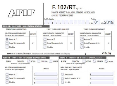 Nuevo Formulario interactivo F-102/RT 2019 para Personal doméstico.