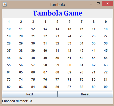 Programs for fun: Tambola Game using java