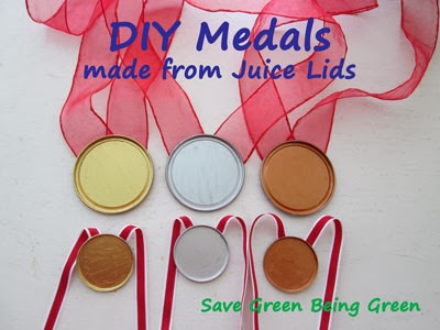 Save Green Being Green: Fitness Friday: DIY Medals from Juice Lids