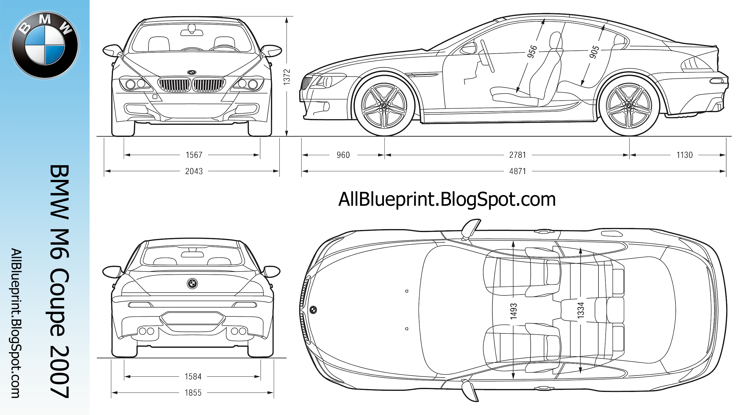 All BluePrint: BMW M6 Coupe 2007 HQ Blueprint 2560x1440