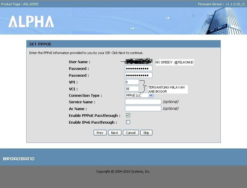 Saosina Bangkit!!!!!!!!!!: CARA SETTING MOVISTAR ASL 26555 SPEEDY