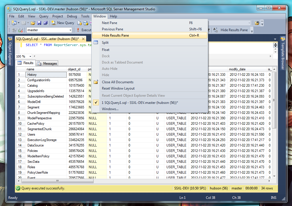 WANNA BE MVP: Hide Results Pane and make some space for your SQL code ...