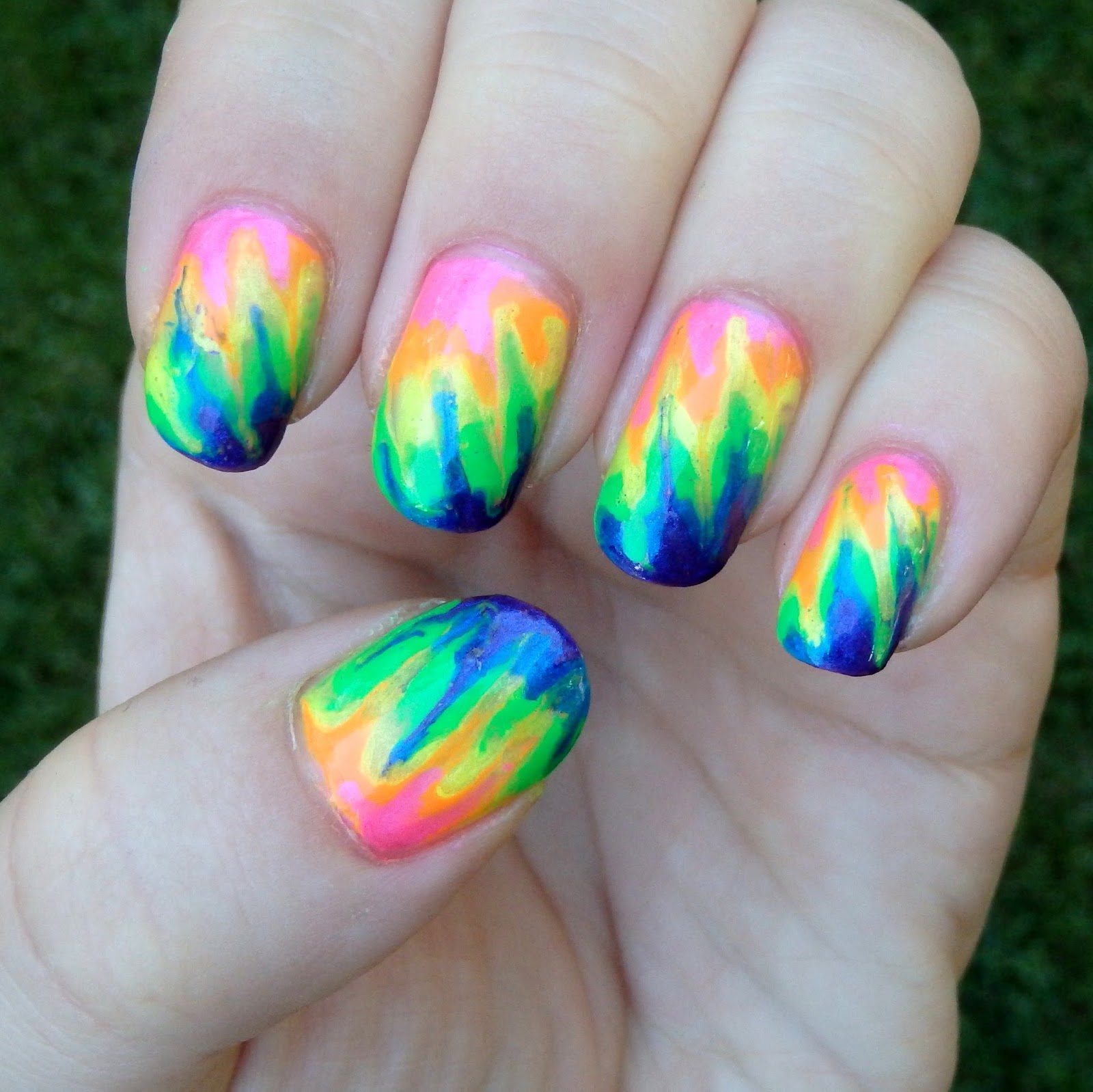 Quixii's Nails: 09/06/13 - Neon Needle Marble