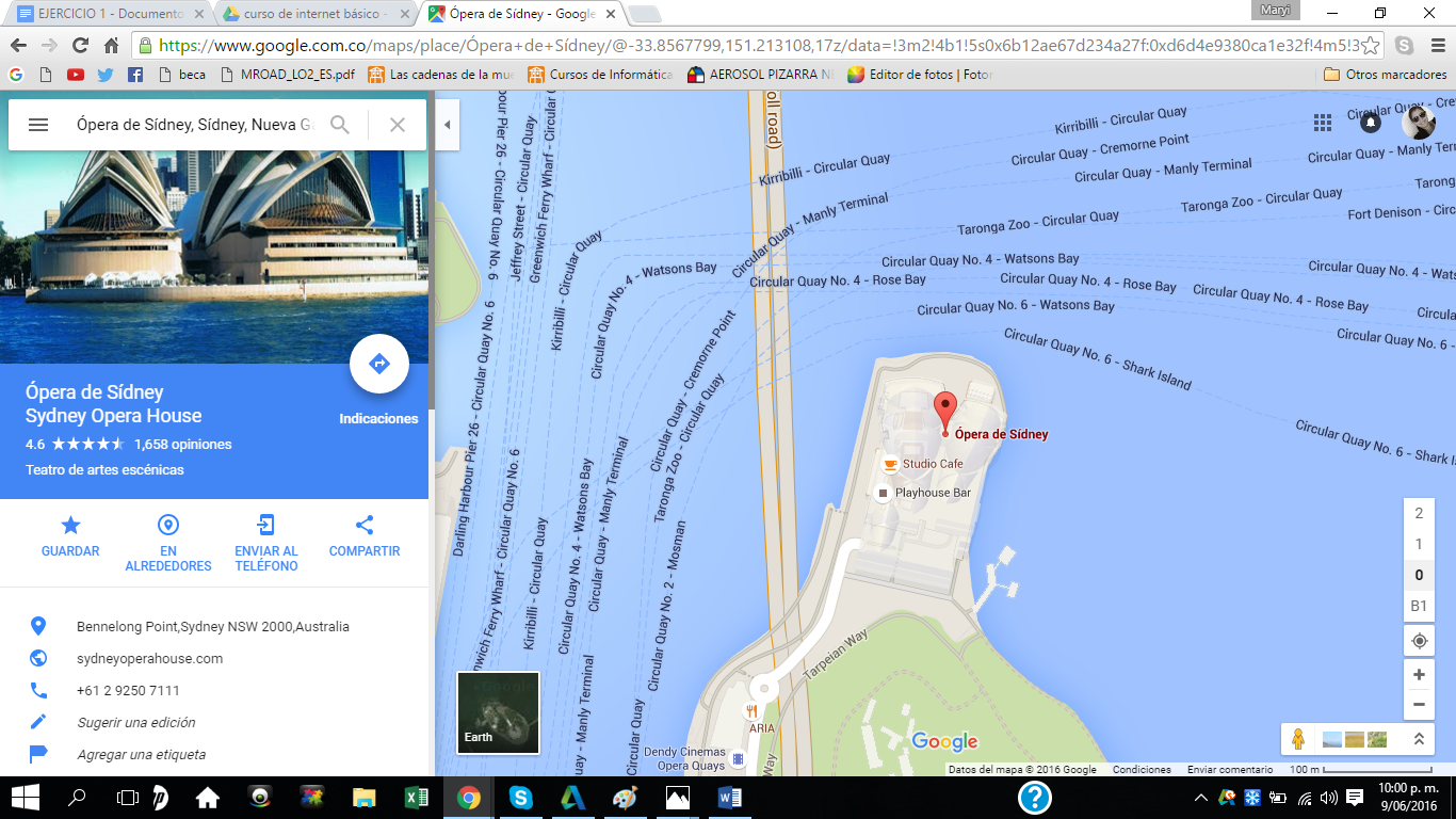 INTERNET BASICO UNAB : LA ÓPERA DE SIDNEY- GOOGLE MAPS