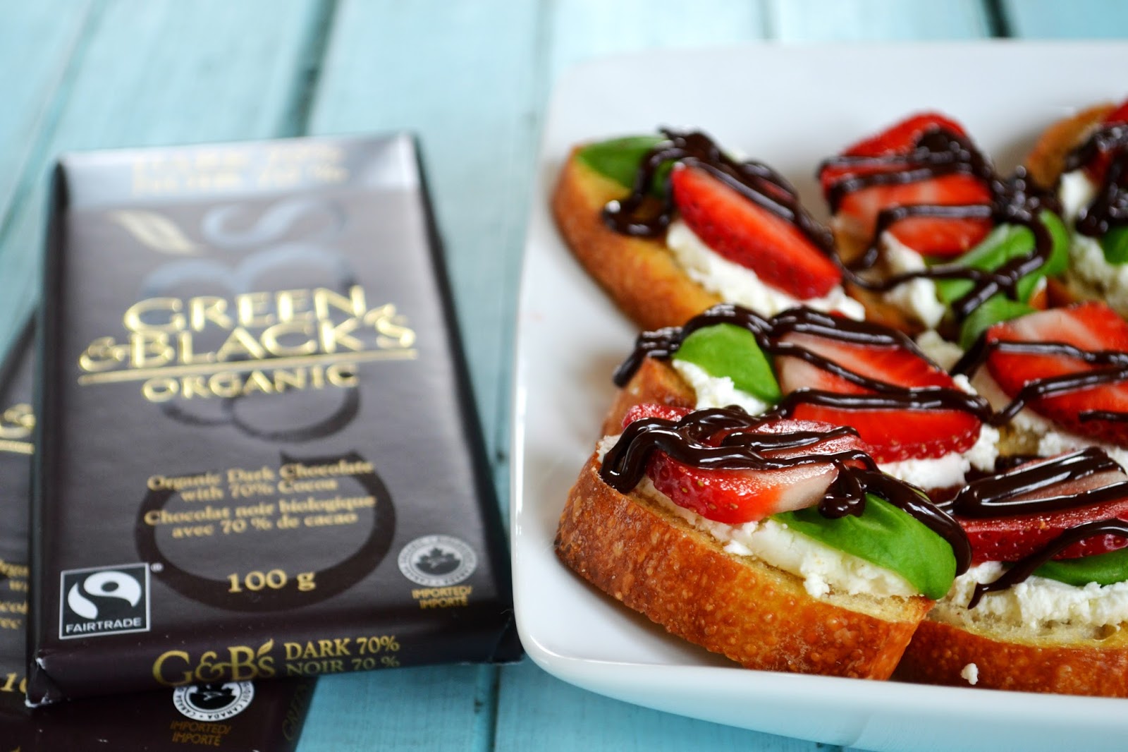 Chocolate Strawberry Goat Cheese Crostini