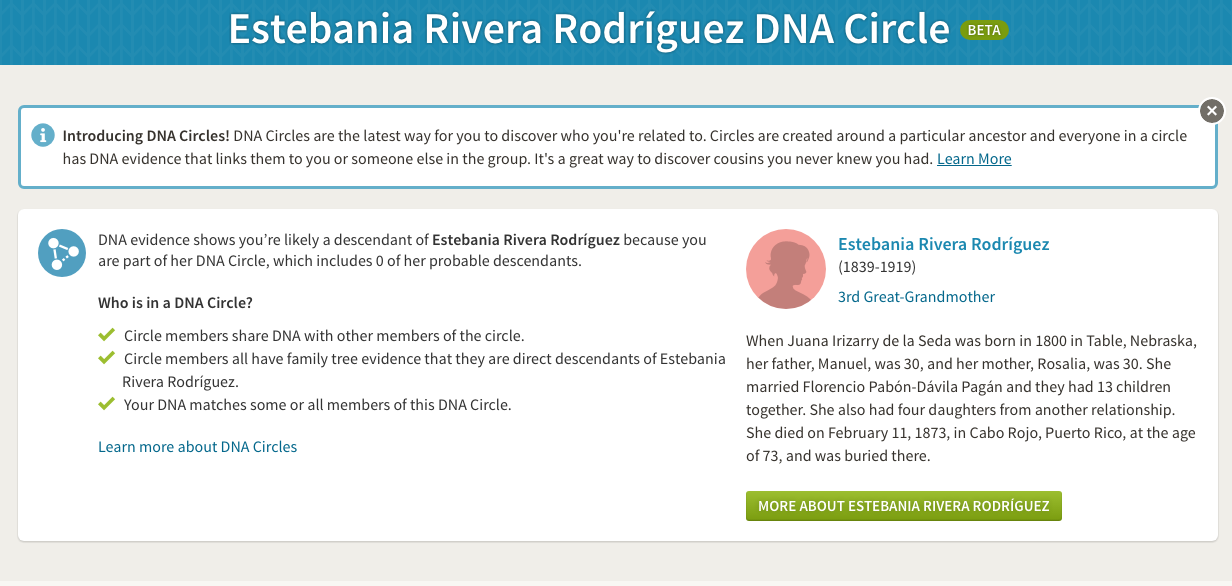 [Genealogy Under Construction]: A Puerto Rican Look at: DNA Circles