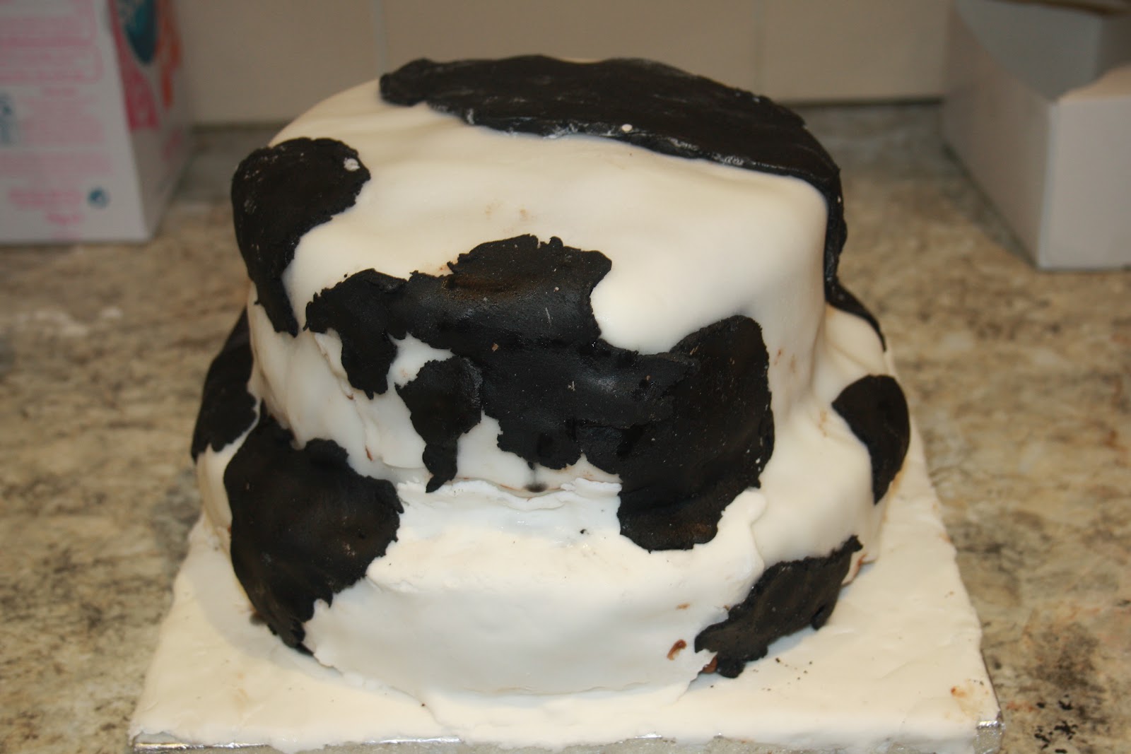 Caroline Makes....: Two-tiered cow print birthday cake