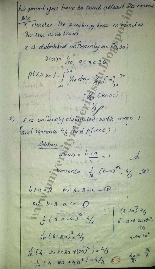 Uniform Distribution - Handwritten Notes