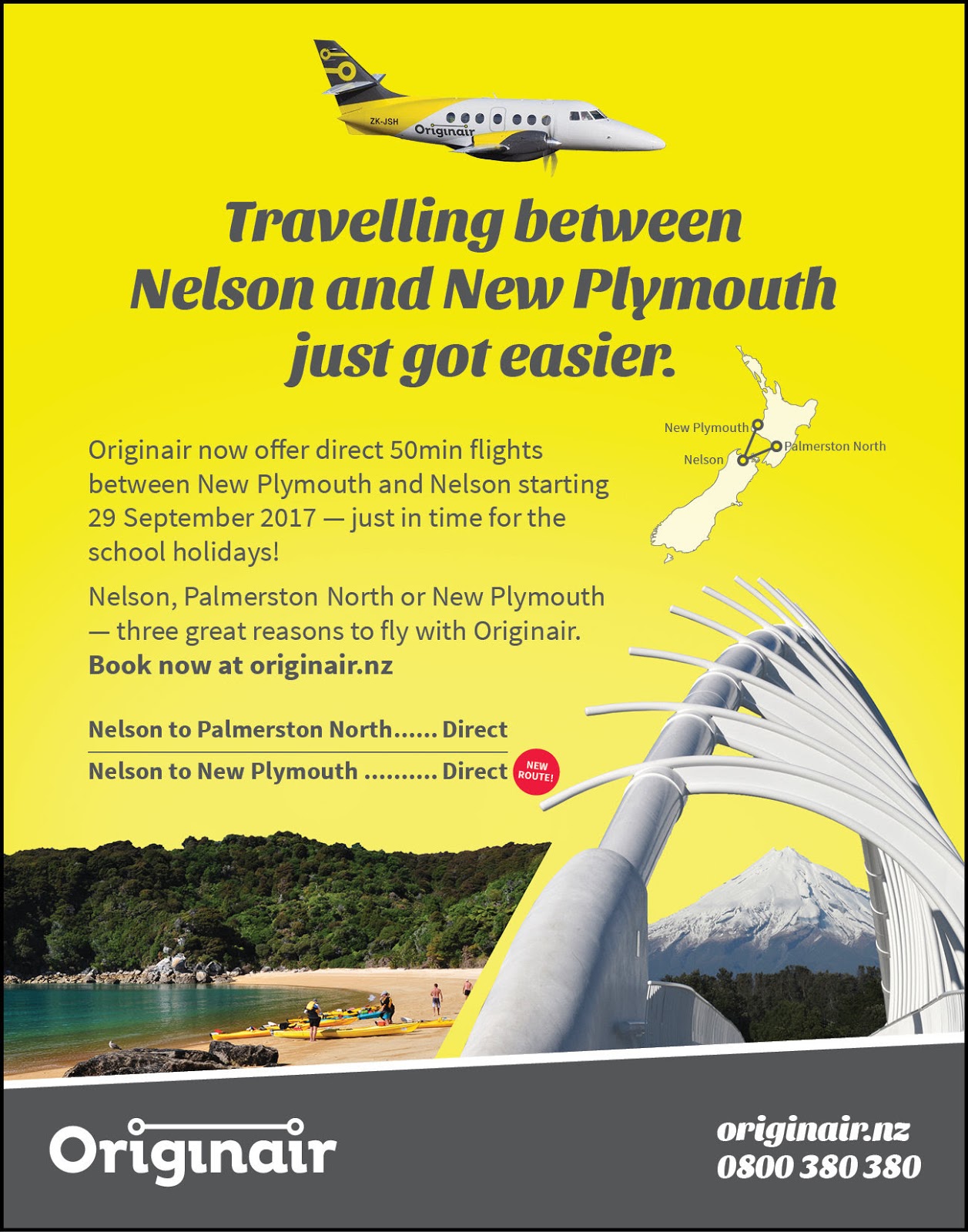 3rd Level New Zealand: Originair announces flights to New Plymouth