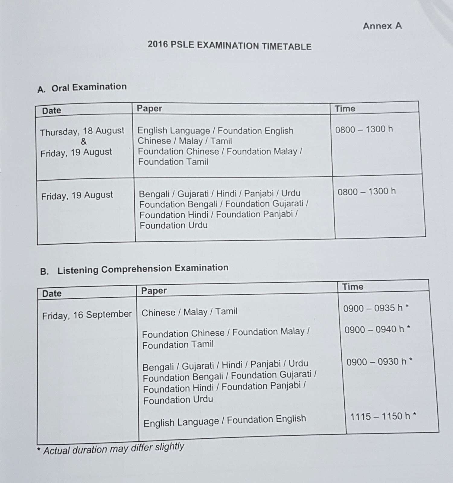 milestone moments: 2016 PSLE Instructions to Candidates is out!