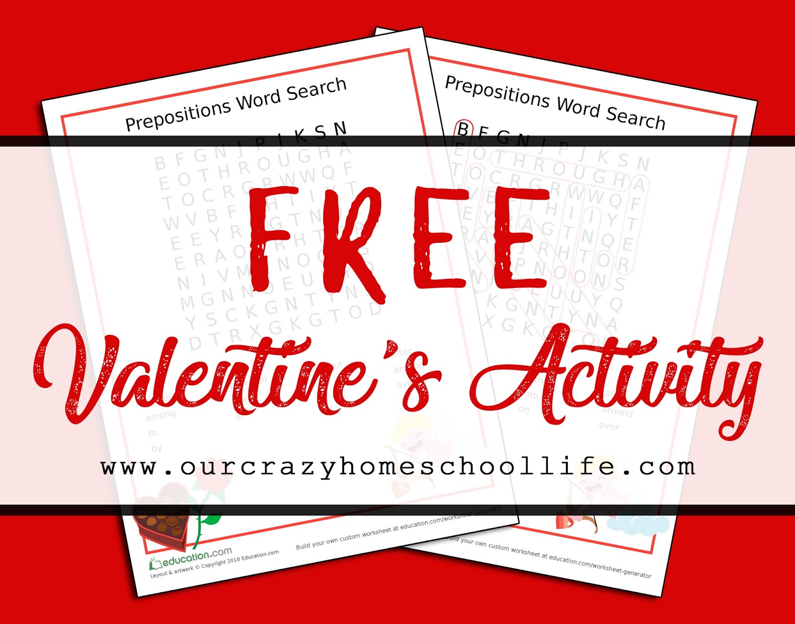 FREE Valentine's Preposition Word Search Activity... - Our Crazy ...