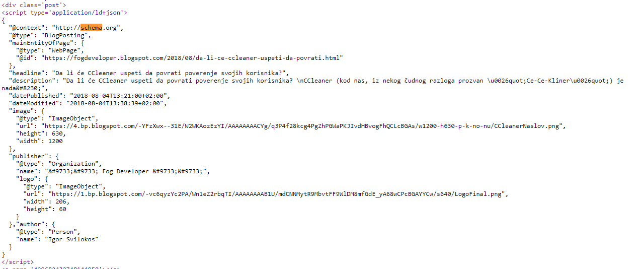 Kako u Blogger-u izmeniti ili dodati strukturalne podatke (schema.org ...