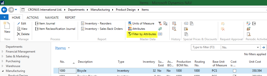 Microsoft Dynamics NAV 2017 - Item Attributes