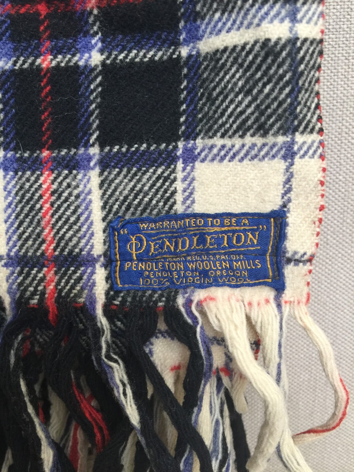 Pendleton Pattern History: Wool Plaid Pattern - Black, Blue, Red & Cream