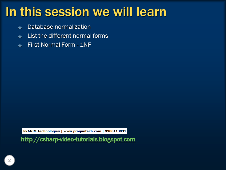 Sql server, .net and c# video tutorial: Part 52 – Normalization