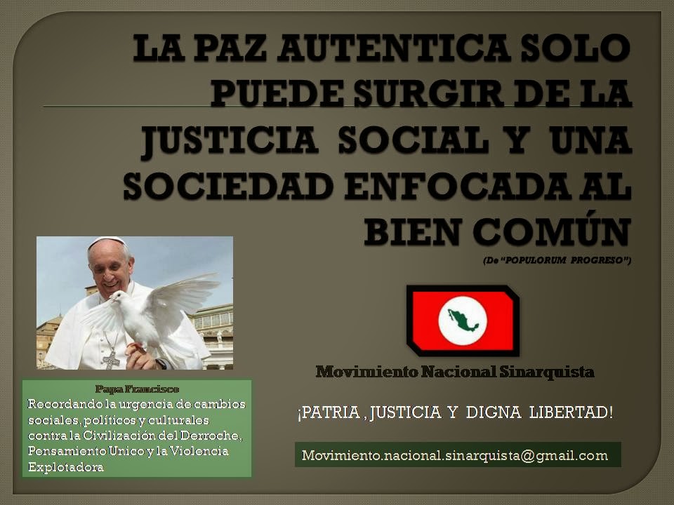 MOVIMIENTO NACIONAL SINARQUISTA: PAPA FRANCISCO DESDE LA LUCHA SOCIAL Y ...