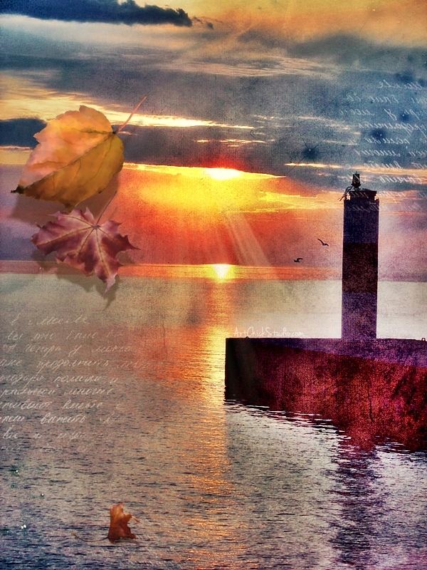 Sunset Leaves Digital Collage | Art Chick Studio