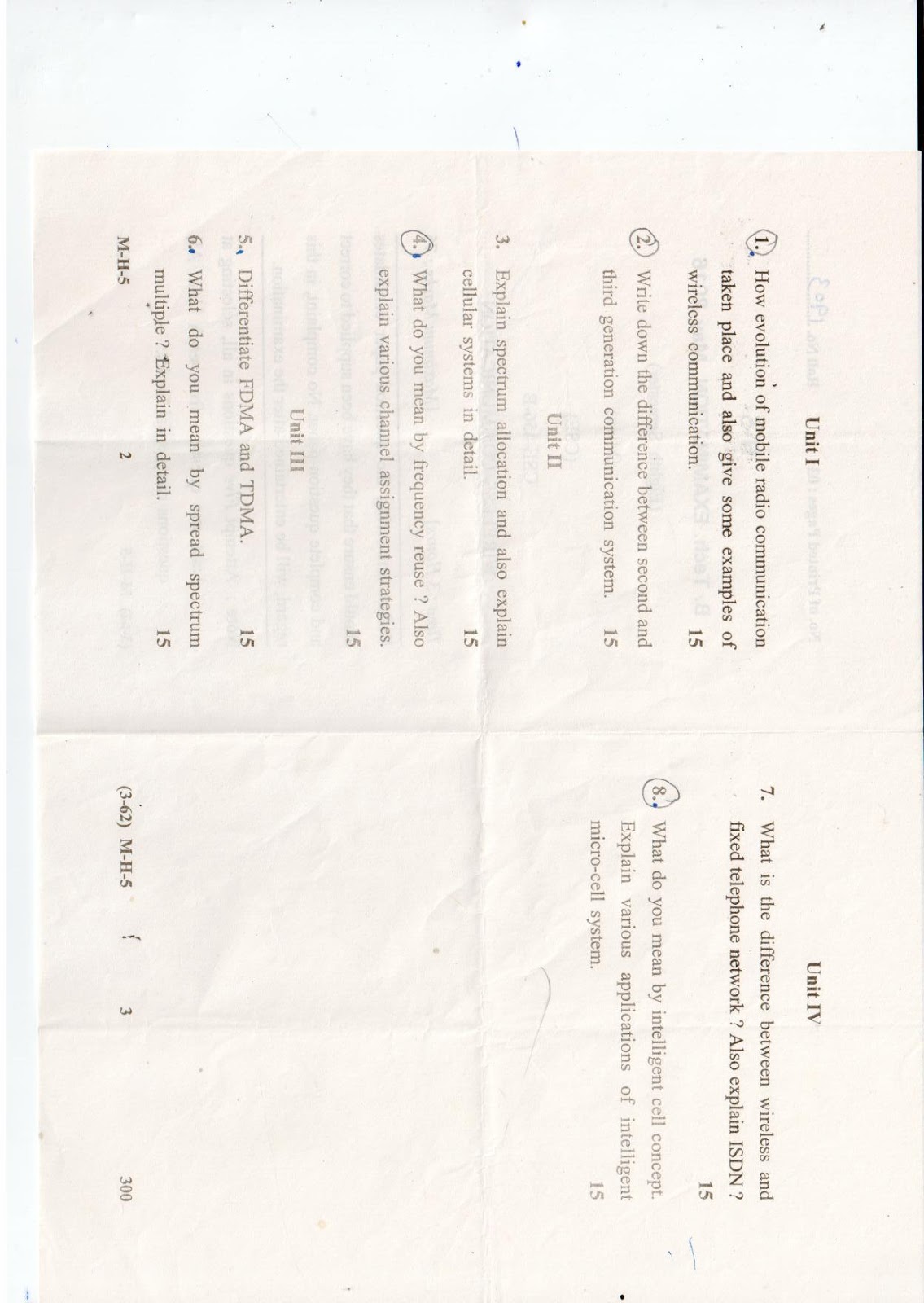 Wireless Communication Question Paper CSE-456-B - B.Tech CSE