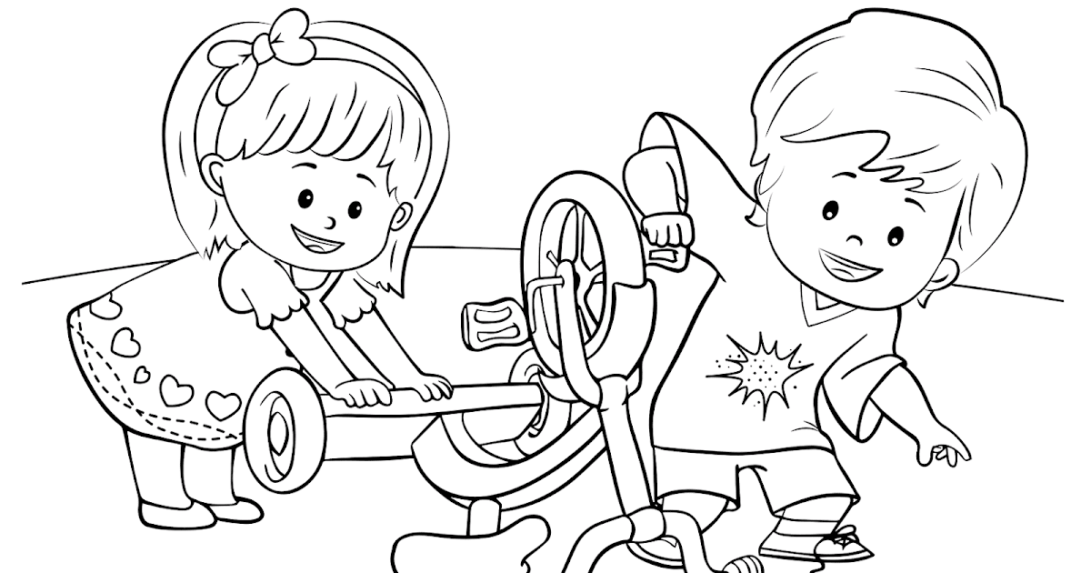 Mewarnai Gambar Anak Bermain Bersama - Belajar Mewarnai Gambar