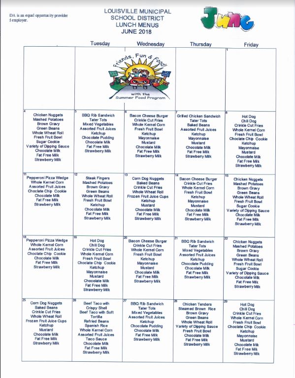 LMSD Lunch and Breakfast Menus: Summer Feeding Program Menu