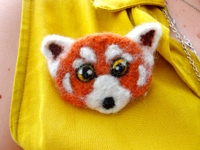 Feltasaurus: Red Panda Brooch