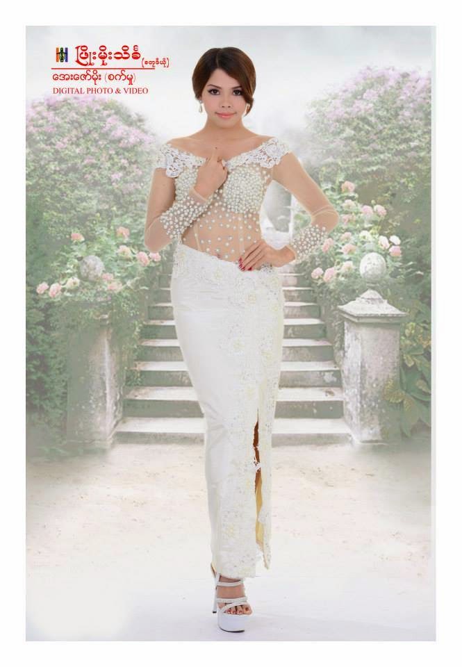 Myanmar Supermodel Htar Htet Htet in White Long Dress