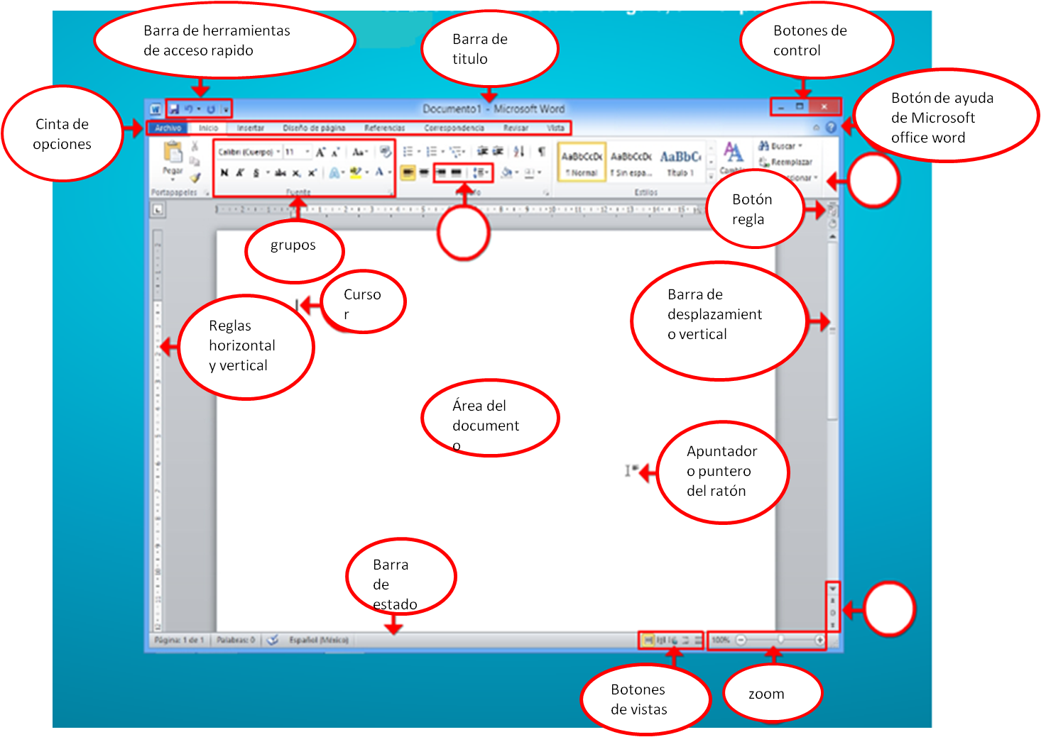 TAREAS: Elementos de interfaz de word