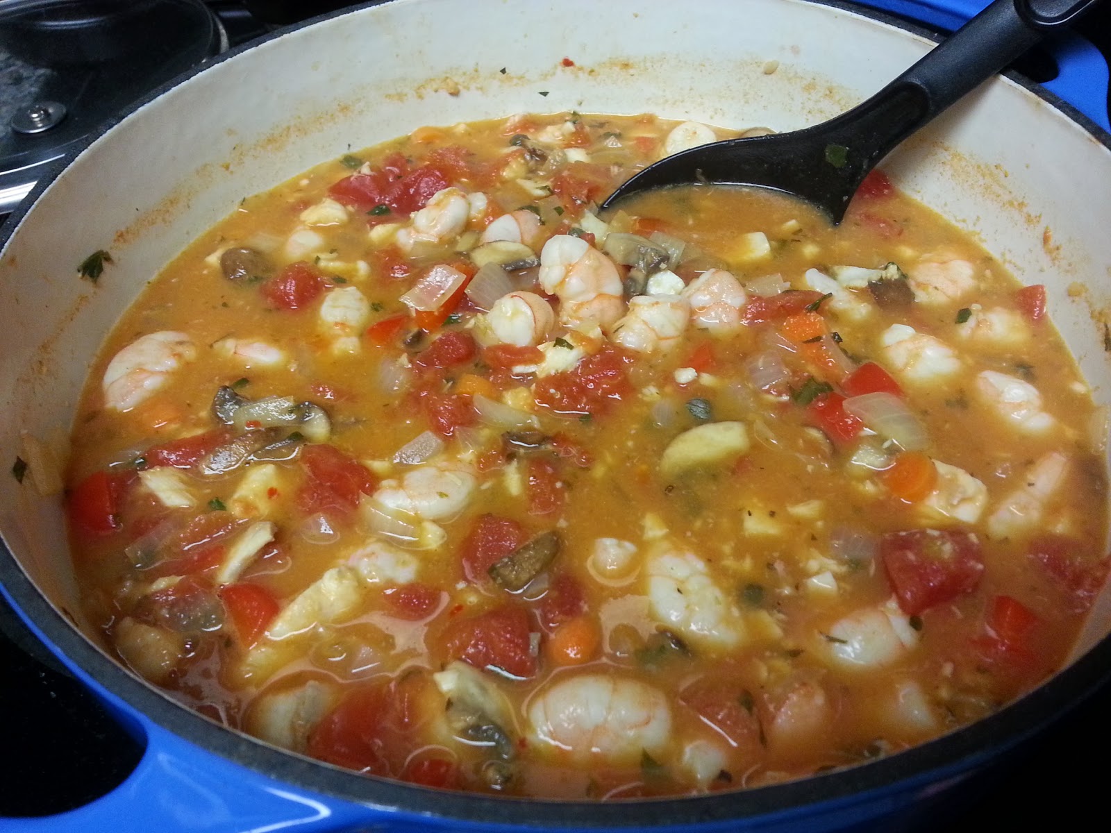 Grubbin' Pugs: Fish and Shrimp Stew with Tomatoes