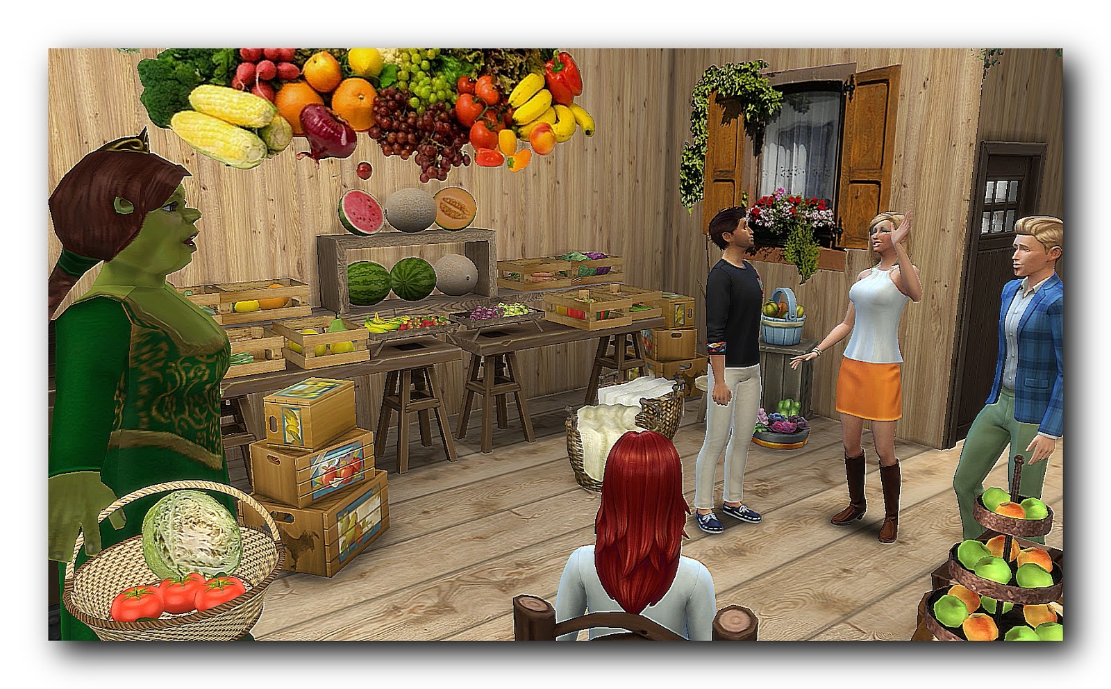 Architectural tricks from Dalila for SIMS 3-4: cheese-fruit shop Shrek ...